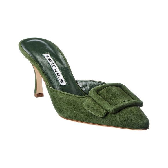 Manolo Blahnik | Shoes | Manolo Blahnik Maysale 7 Suede Pump Green ...